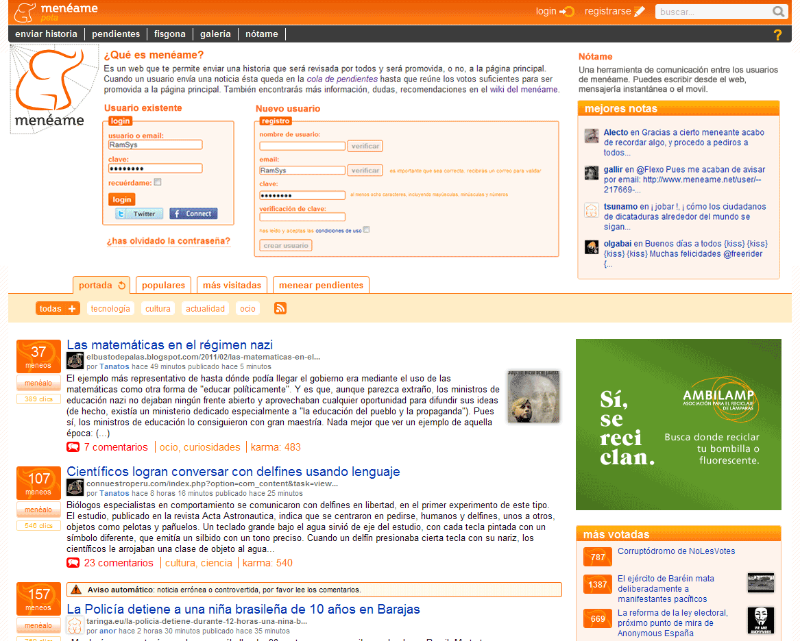 Menéame y su portada: una propuesta de rediseño | jordisan.net